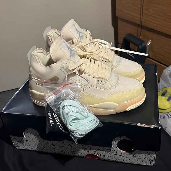 Jordan | Shoes | Offwhite Sail Jordan Retro 4s Size 95w 8m | Poshmark